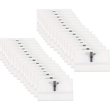 GOGO Set of 50 Clear Plastic Name Tag Badge Id Card Holders Large Heavy ...