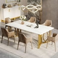 Tribesigns 70.9 inch Dining Room Table Modern White Gold Kitchen Table ...