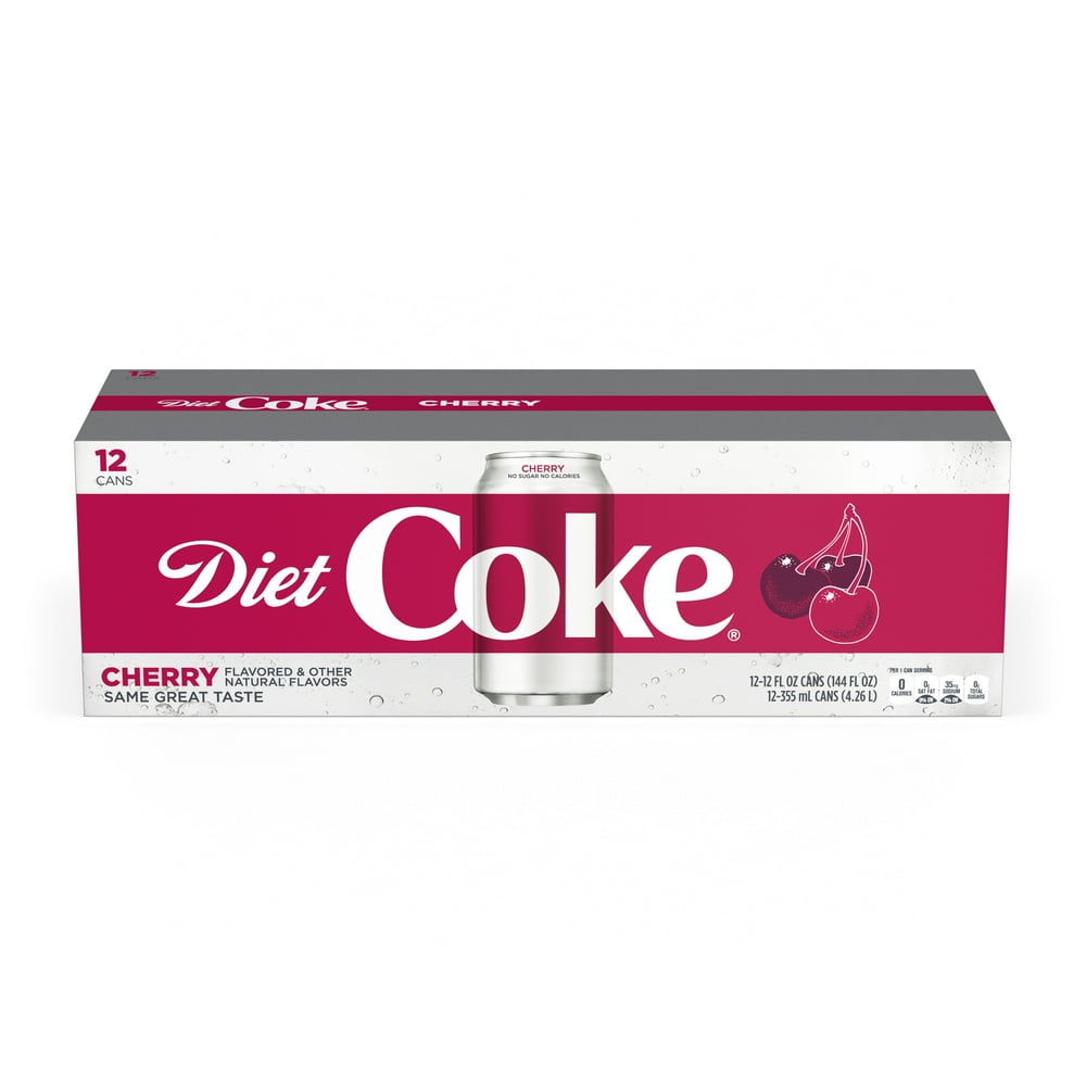 Diet Cherry Coke Soda Soft Drink, 12 fl oz, 12 Pack - Walmart.com ...