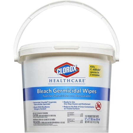 Clorox Healthcare Bleach Germicidal Wipes, 110 Count Bucket (30358 ...