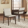 Weston Home Vagar Beige Linen Wood Dining Chairs, Dark Walnut Finish ...