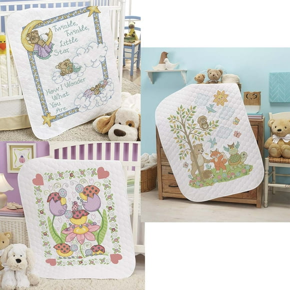 Stamped Embroidery Baby Quilt Kit