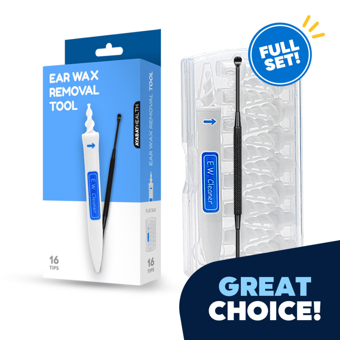 Jeexi Ear Wax Removal Tool + Ear Pick Scoop Cleaner + 16 Removable Tips ...