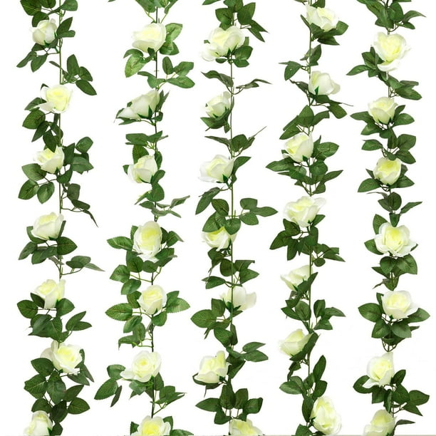 Coolmade 2Pack 8FT Artificial Fake Rose Vine Garland Artificial Flowers ... Coolmade 2Pack 8FT Artificial Fake Rose Vine Garland Artificial Flowers ...