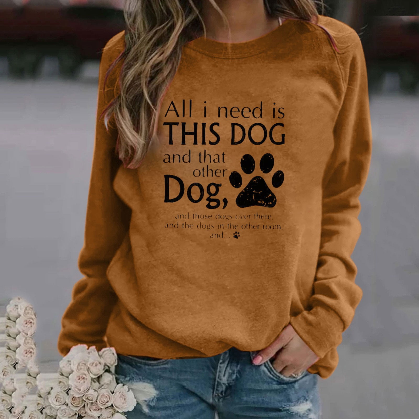 Click here for Mikilon Women Dog Lover Text Letter Print Round-Ne... prices