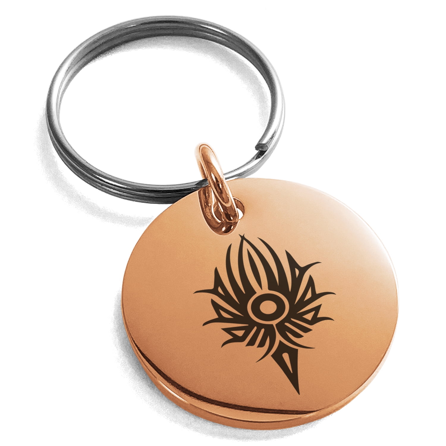 Stainless Steel Tribal Torch Rune Engraved Small Medallion Circle Charm ...