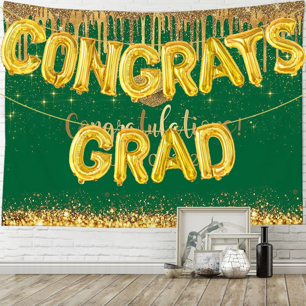 Congrats Grad Backdrop with GRAD Balloons Graduation Party Decorations ...