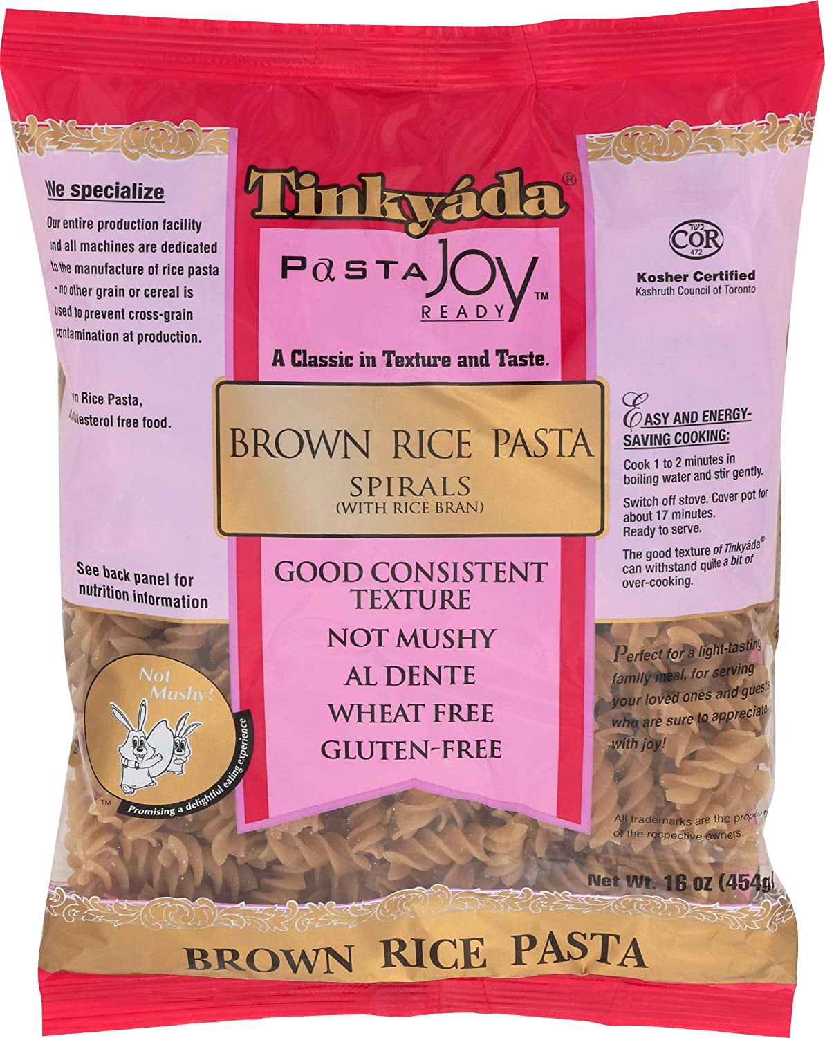 Tinkyada Brown Rice Pasta Spirals Gluten Free -- 16 oz Pack of 3 ...