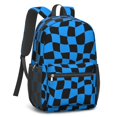 Blue and Black Wavy Checkered Pattern 17" School Backpacks for Teens ...