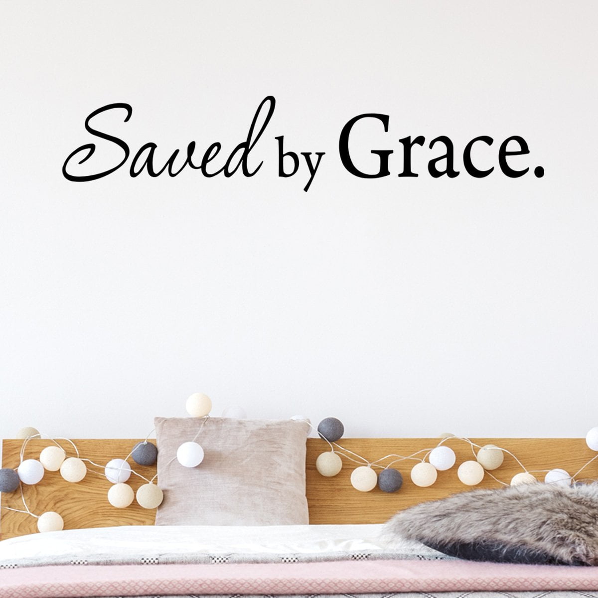 Saved By Grace Christian Matte Black Vinyl Wall Decal Saying Wall Art ...