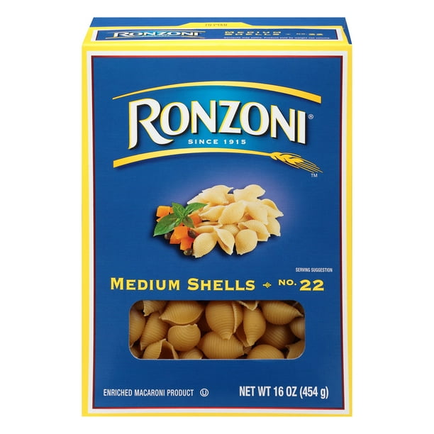 Ronzoni Medium Shells, 16 oz, Mid-Size for Thick Sauces and Salads ...