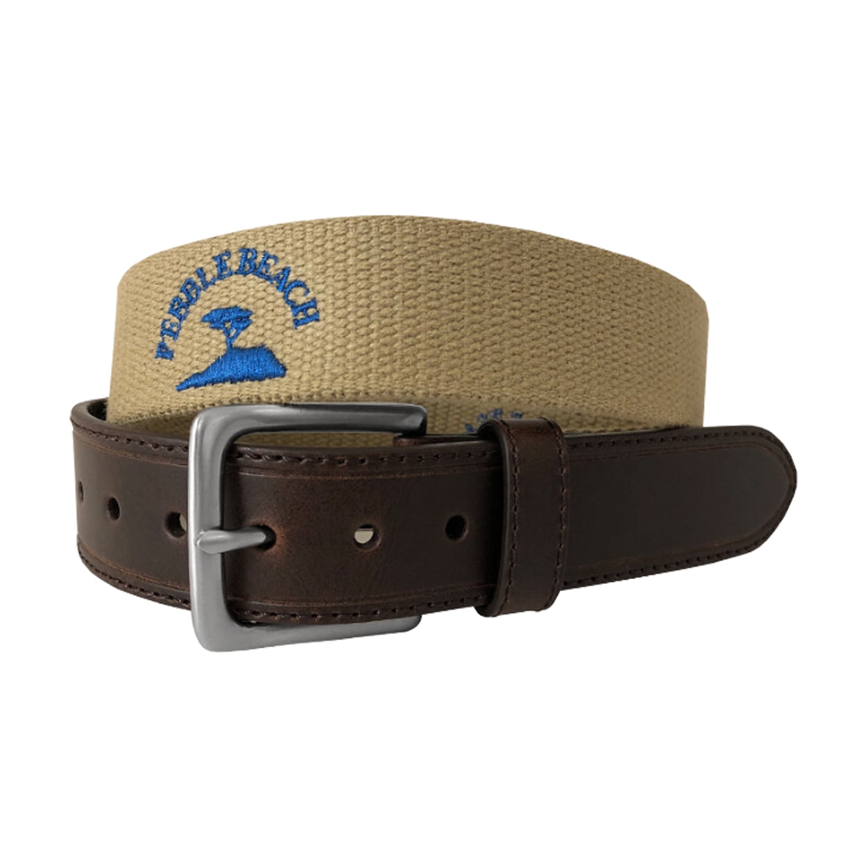 Click here for Pebble Beach Mens Pb Logo Golf Belt With Genuine L... prices