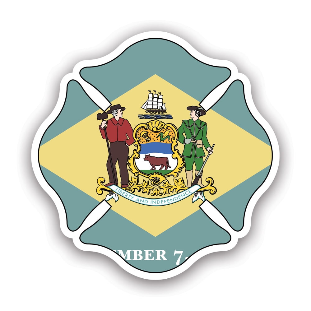 Delaware State Maltese Cross Shaped Sticker Decal - Self Adhesive Vinyl ...