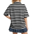 Boyscolos Striped Polo Shirt Women Classic Workout Half Sleeve Tops ...