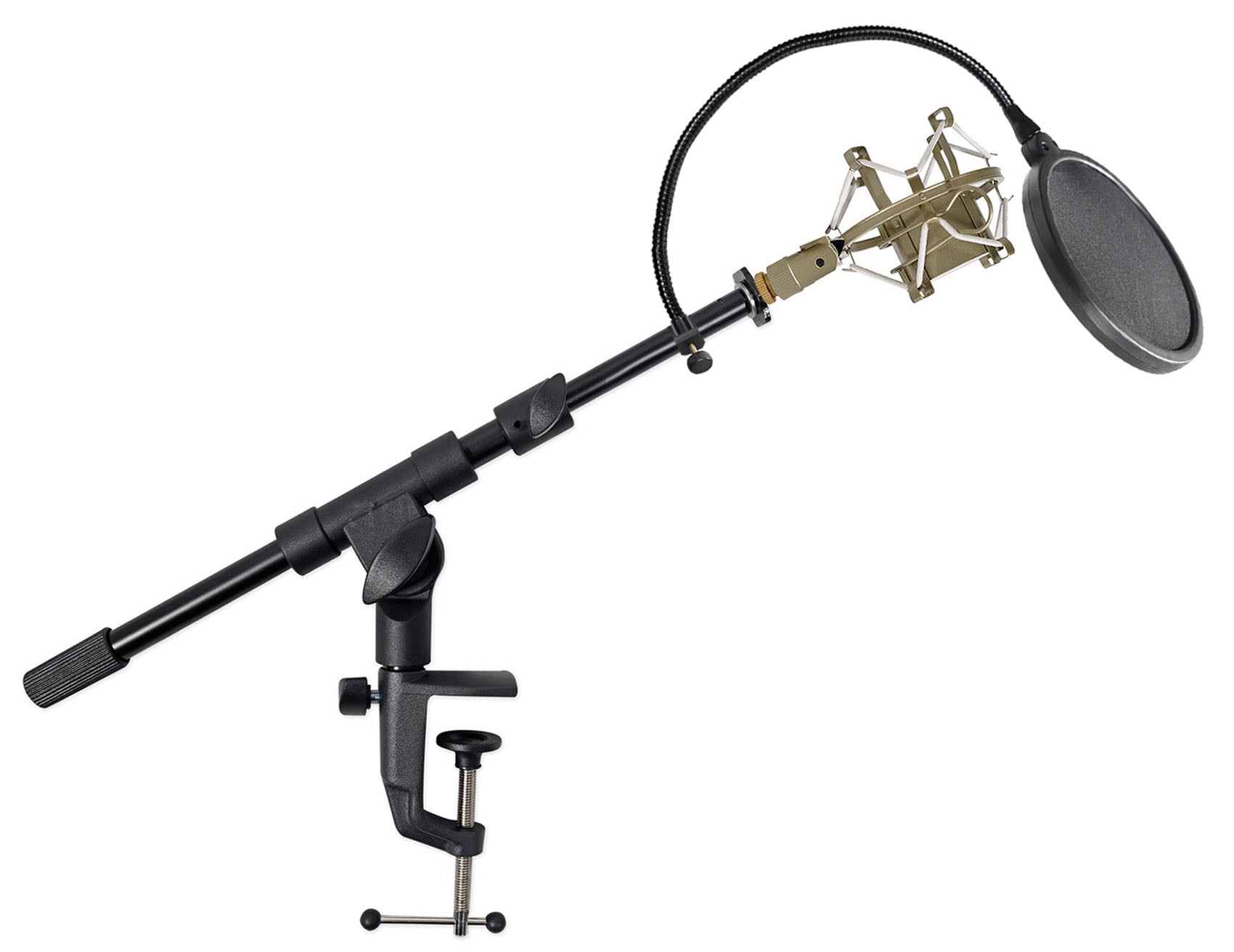 Samson MBA18 Microphone Boom Arm Podcast Mic Stand+Pop Filter+Silver ...