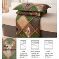 Essen Lodge Rustic Bedding Set, Queen Size Green Microfiber Quilt with ...