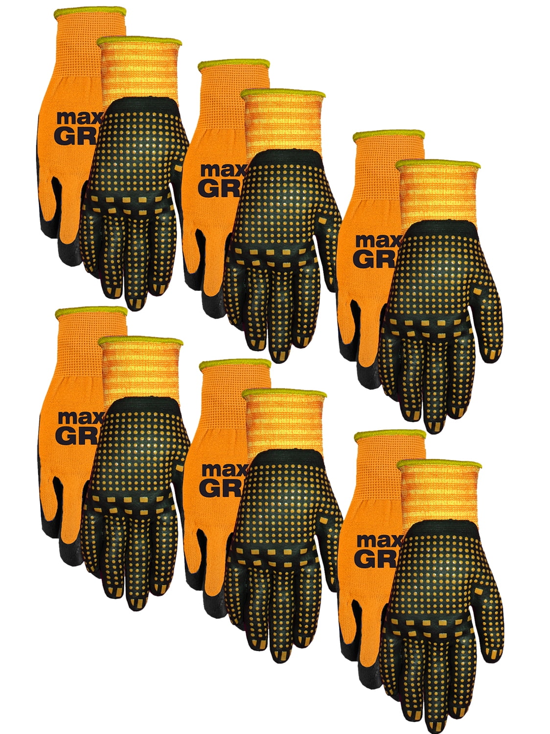 MEN'S MAX GRIP GLOVE 6 PACK - Walmart.com