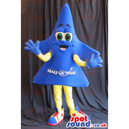 Happy Blue Sparkling Star Plush SPOTSOUND Mascot With A Logo And ...