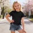 Big Girls' Cute T Shirts Fashion Ribbed Knit Solid Color With Tie ...