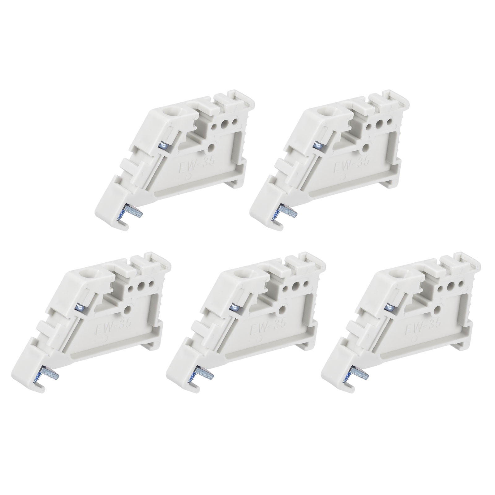DIN Rail Mount Terminal Blocks End Stopper Screw Type Clamp White EW/35 ...