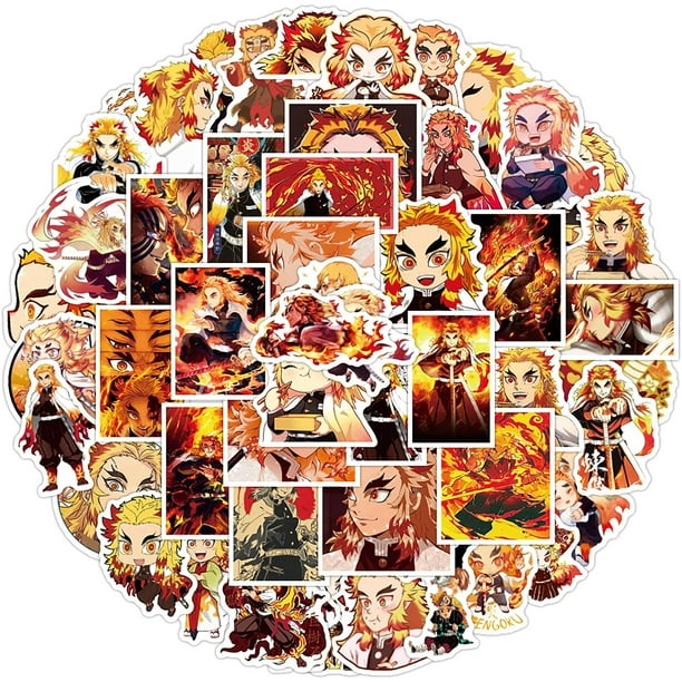 Cool Anime Rengoku Kyoujurou Stickers Pack,50pcs Japanese Cartoon Demon ...