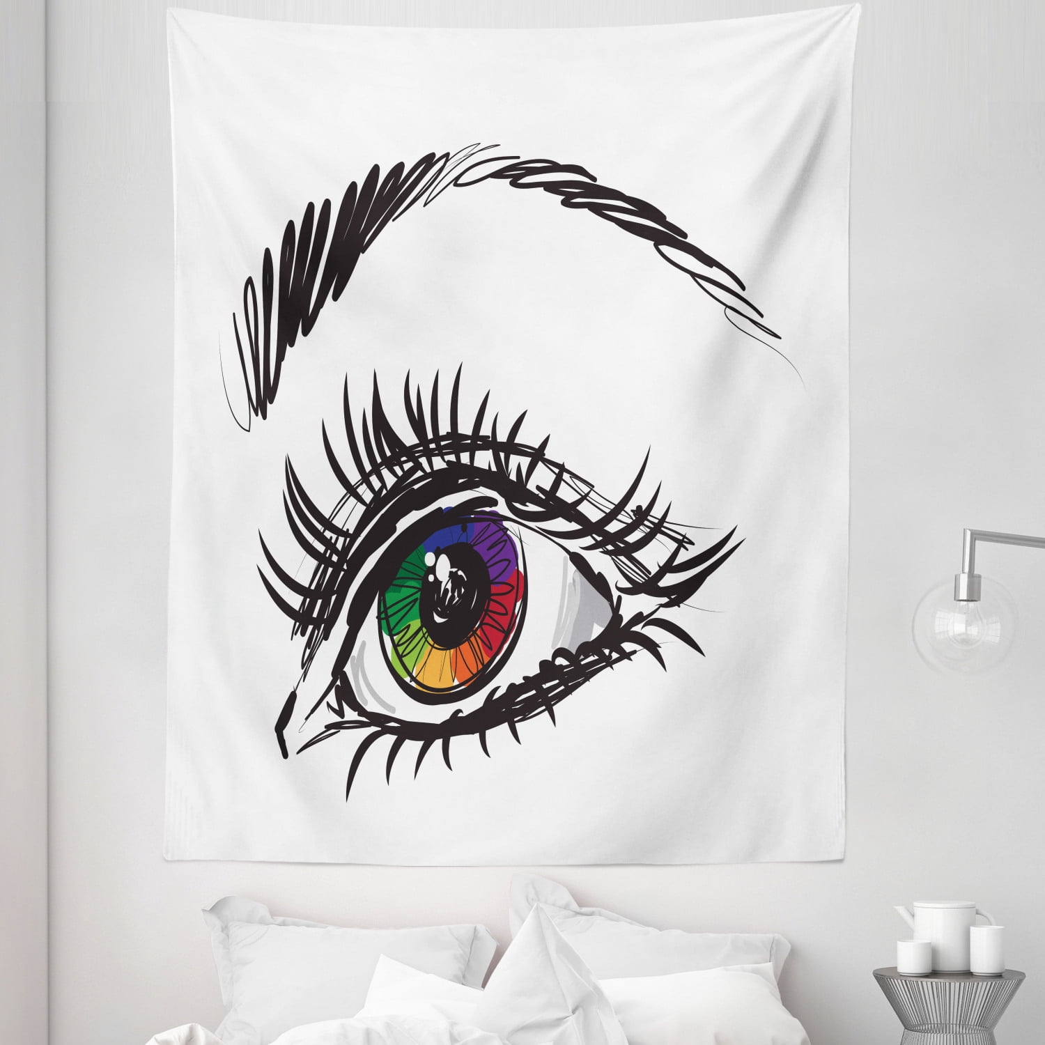 Eye Tapestry, Eyeball of a Female in Many Colors Looking Elsewhere with ...