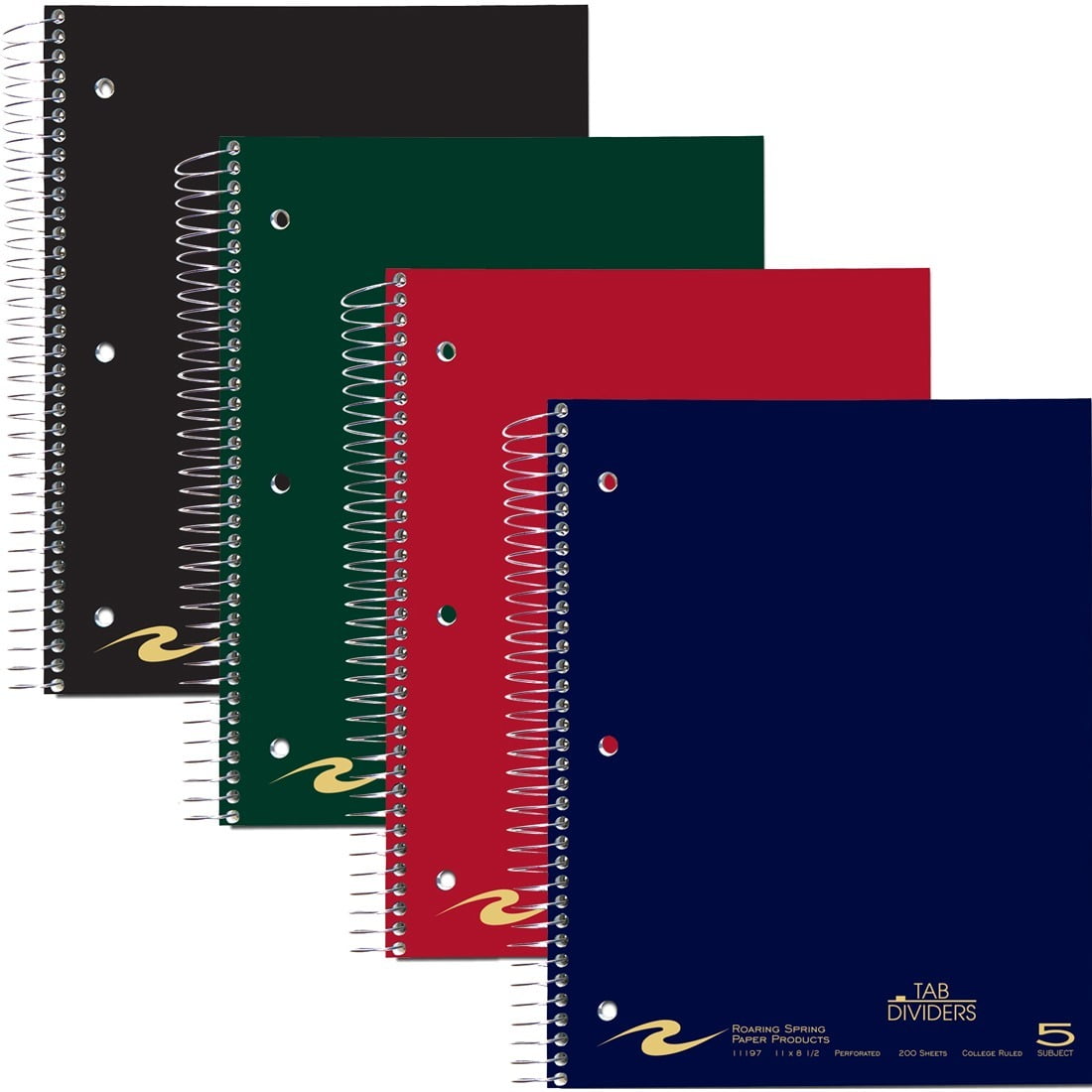 Roaring Spring Premium College Ruled Five Subject Spiral Notebook, 3 ...