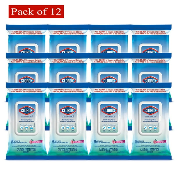 Clorox On-The-Go Disinfecting Wipes, Fresh Meadow, 30 Count, Multi-Pack ...