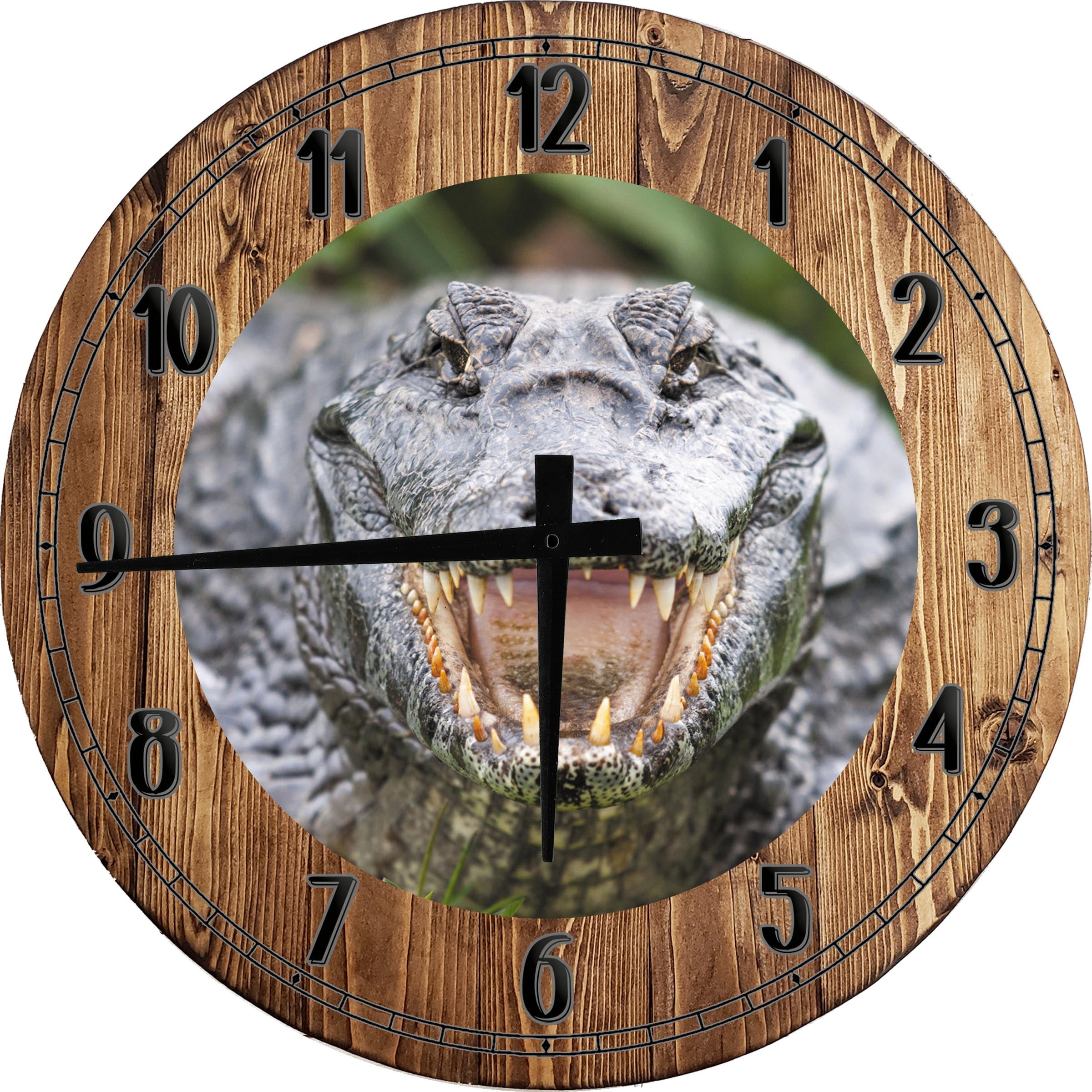 Large Wood Wall Clock 24 Inch Round Alligator Wall Art Alligator ...