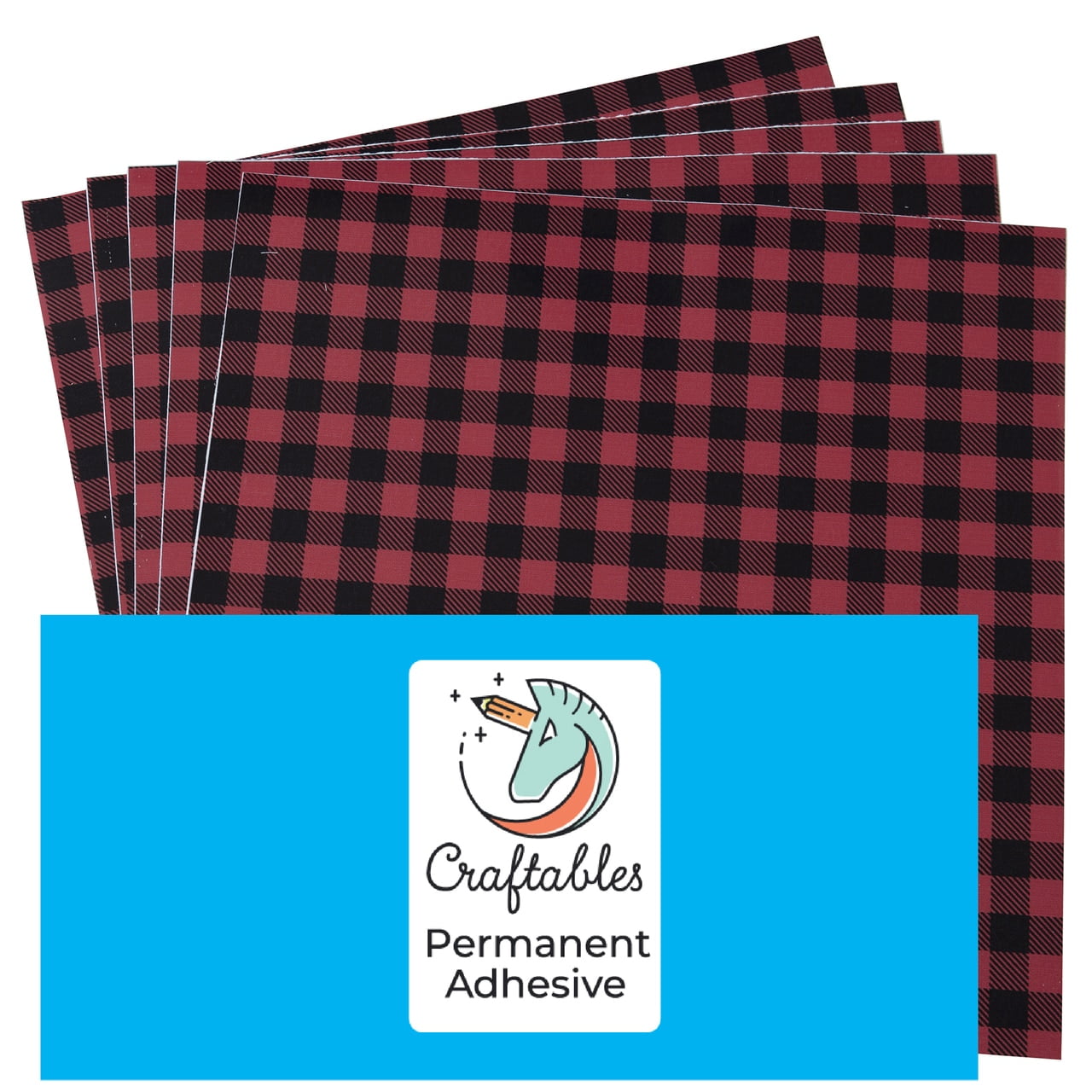 Buffalo Plaid Pattern Self Adhesive Craft Vinyl Printed Sheets for ...
