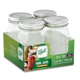Ball Glass Mini Storage Jar, Quarter Pint Size, 4 OZ (4CT) (Pack of 2 ...