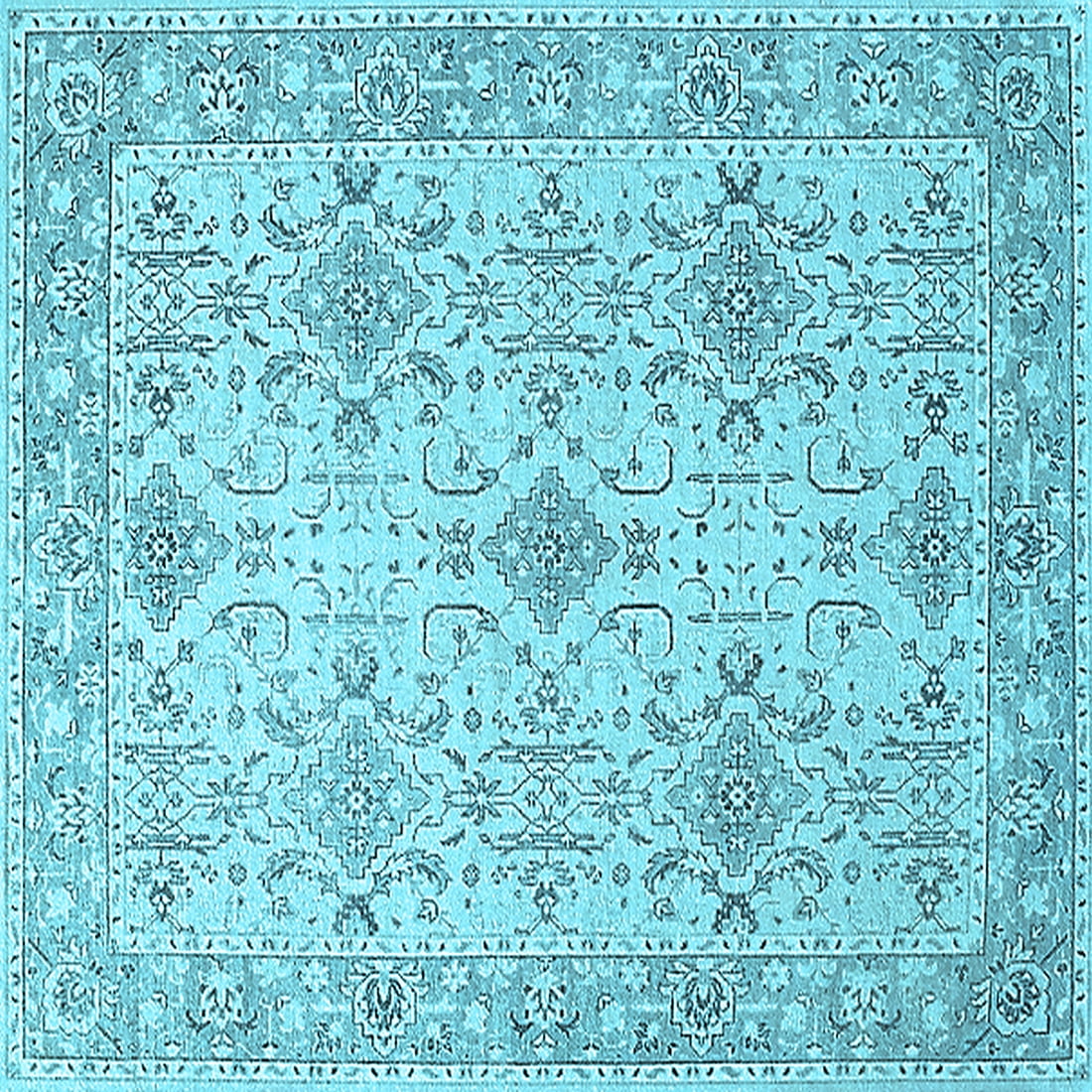 Ahgly Company Indoor Square Oriental Light Blue Industrial Area Rugs, 6 ...