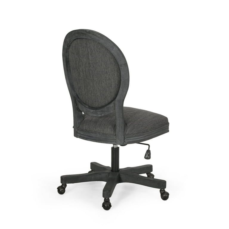 Noble House Tilton Wood Swivel Office Chair, Charcoal And