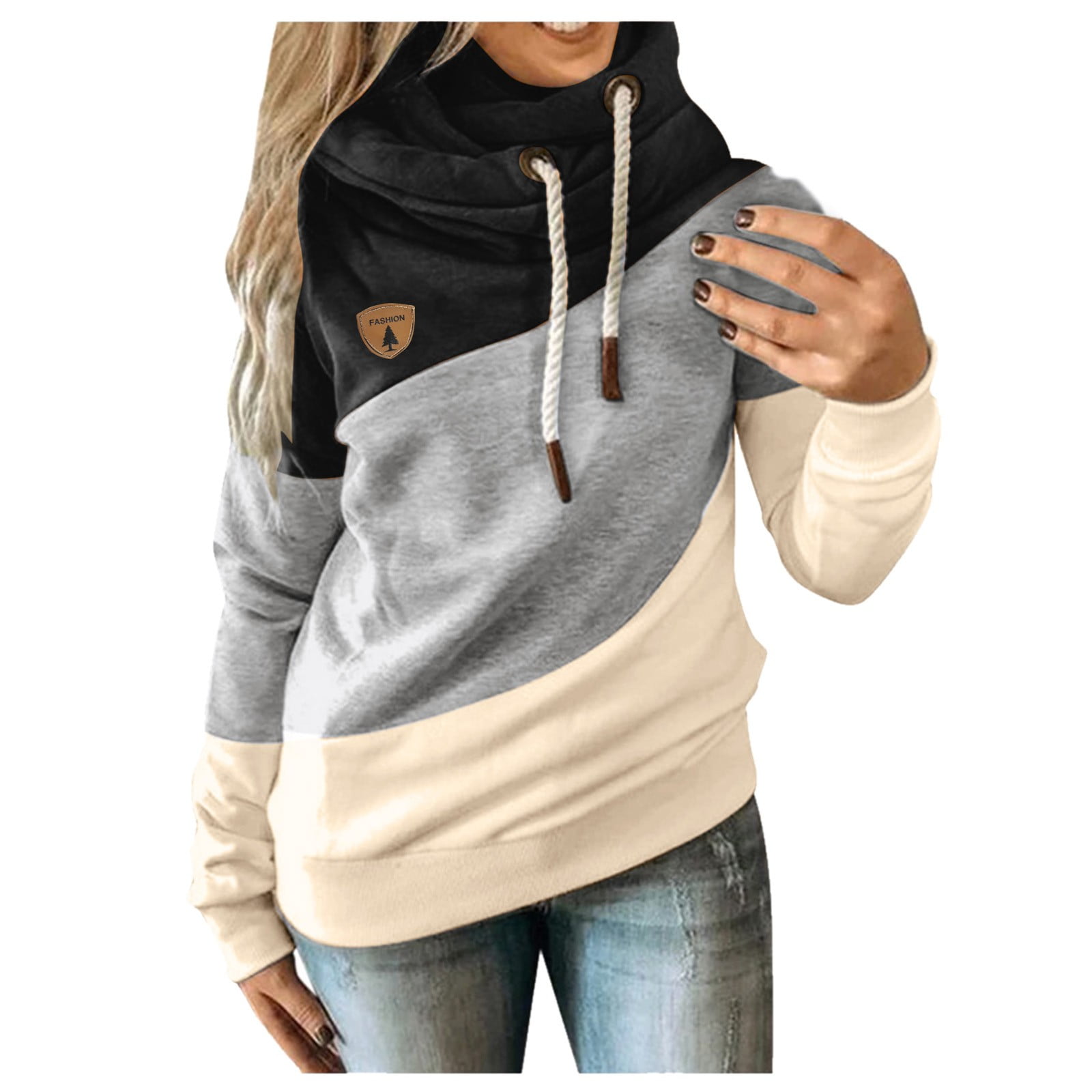 Click here for Xiaoyonnn Womens Casual Contrast Splice Hoodie Wit... prices