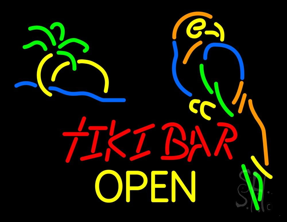 Tiki Bar Open LED Neon Sign 15 x 19 - inches, Clear Edge Cut Acrylic ...