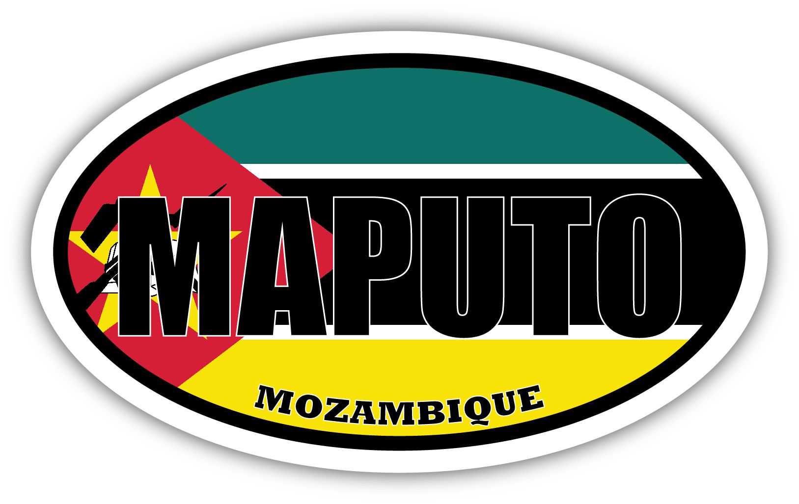 Maputo Mozambique Flag Oval Decal Vinyl Bumper Sticker 3x5 inches ...