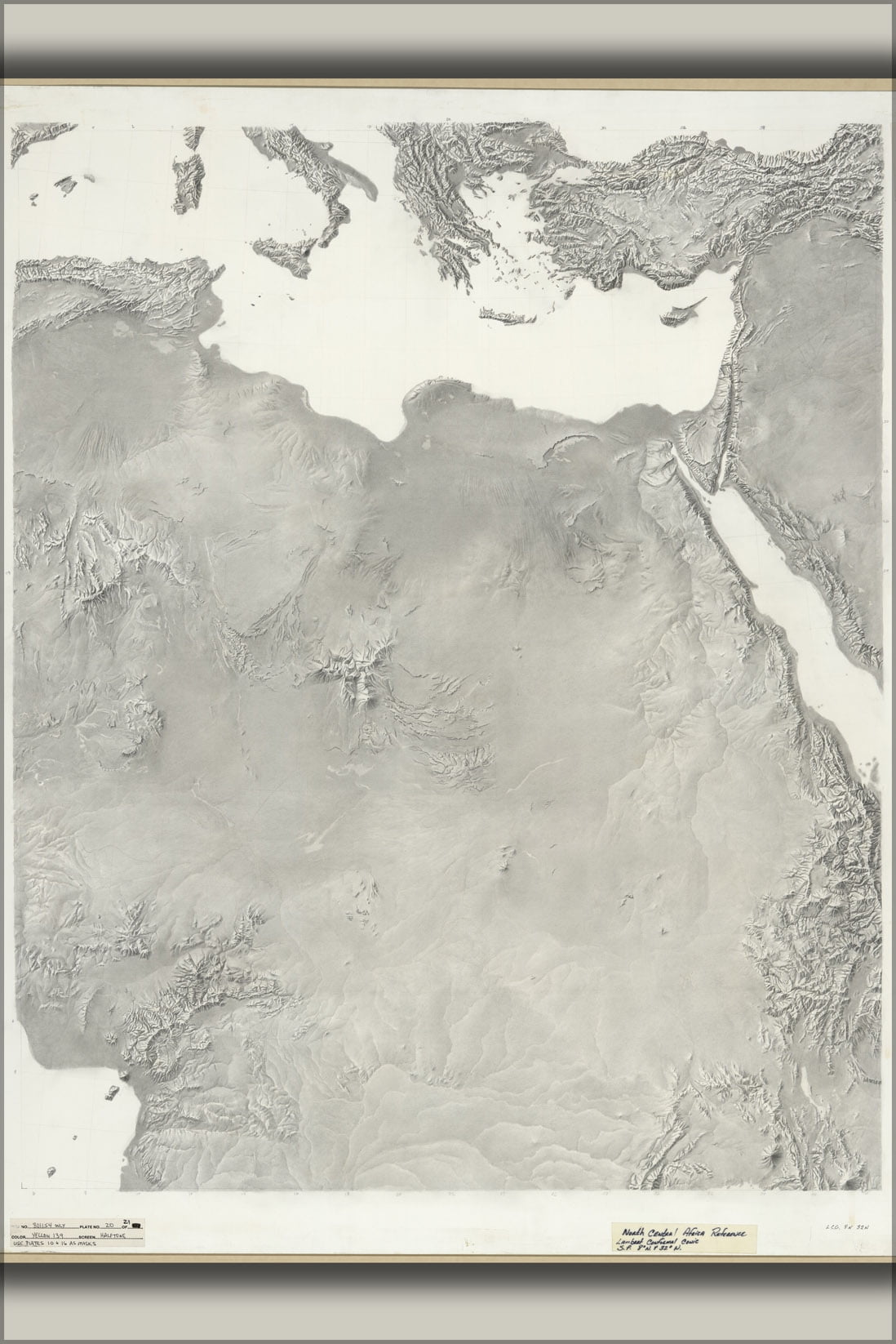24"x36" Gallery Poster, cia terrain map of North Central Africa ...