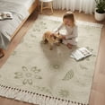 Bedroom Rug Carpet 3'x 5', Green Spring Flowers Washable Floor Carpet ...