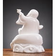 QINLANG Small Ceramic White Laughing Buddha Statue for Good Luck, Happy ...