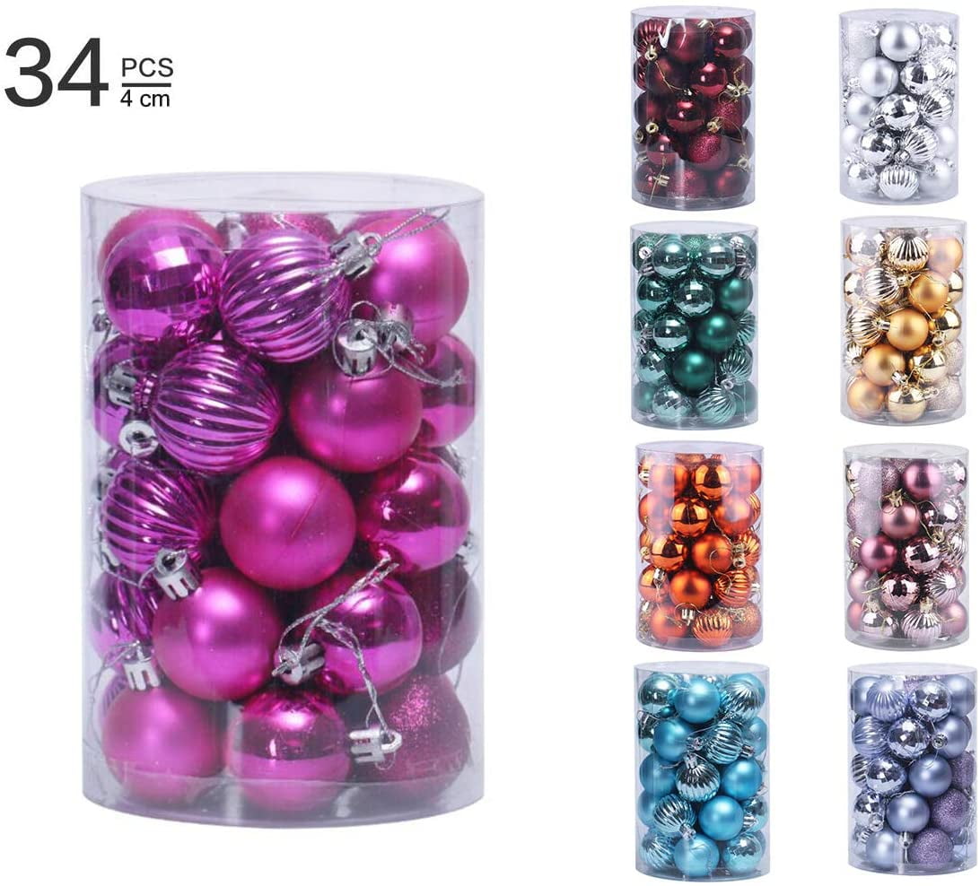 24/34/60/70/100 Pcs Christmas Tree Ornaments Set Assorted Size Color ...