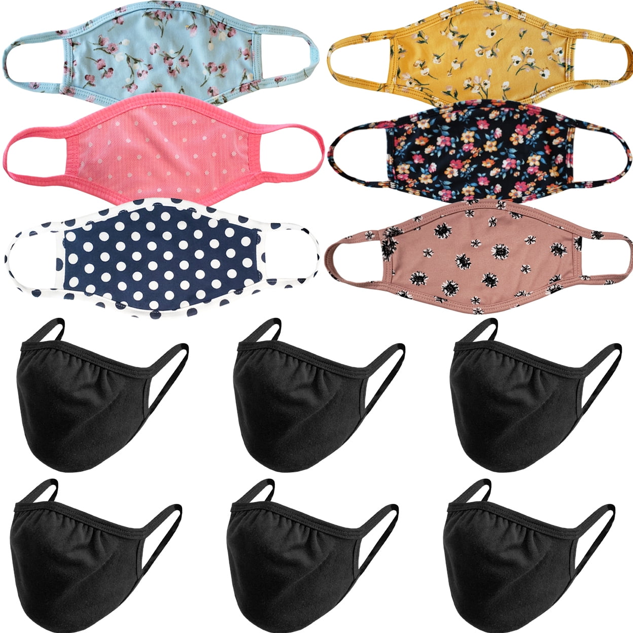 12Pcs Set Unisex Flower Dots Face Mask - Walmart.com