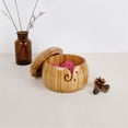 Bamboo Yarn Bowls, Handmade Yarn Storage Round Woven Bowl with Drills ...