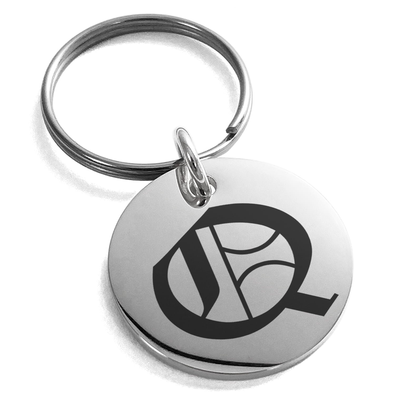 Stainless Steel Letter Q Initial Old English Monogram Engraved Small ...