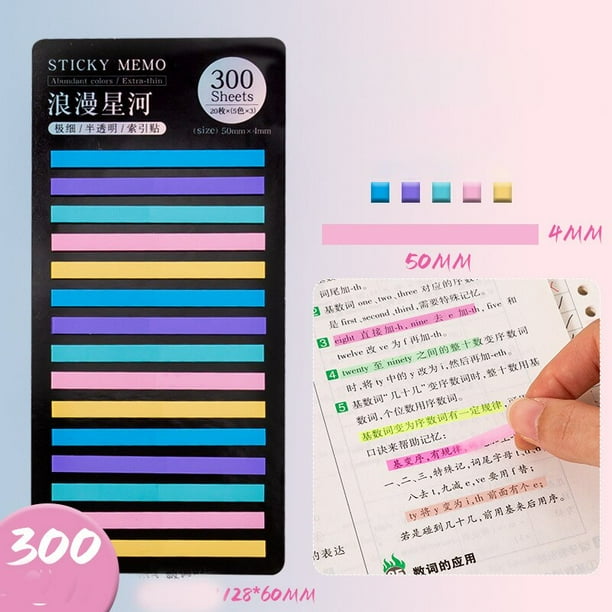 300 feuilles colorées Fluorescent Sticky Notes Pvc étiquettes ...