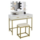 Resenkos Makeup Dressing Table with 10 LED Bulbs, Makeup Table with ...
