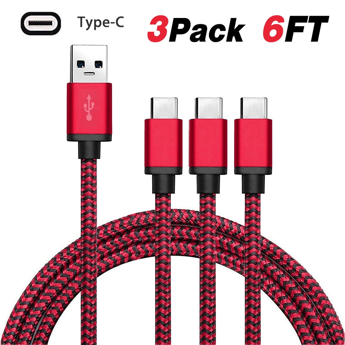 USB Type C Cable, EEEkit 6ft USB-C to USB-A Charging Data Sync Braid ...