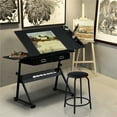 Topeakmart Adjustable Drafting Table with Stool, Art Desk with Storage ...