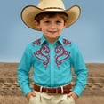 Boy Shirts Youth Cowboy Print Long Sleeve Shirt Turn Down Collar Button ...