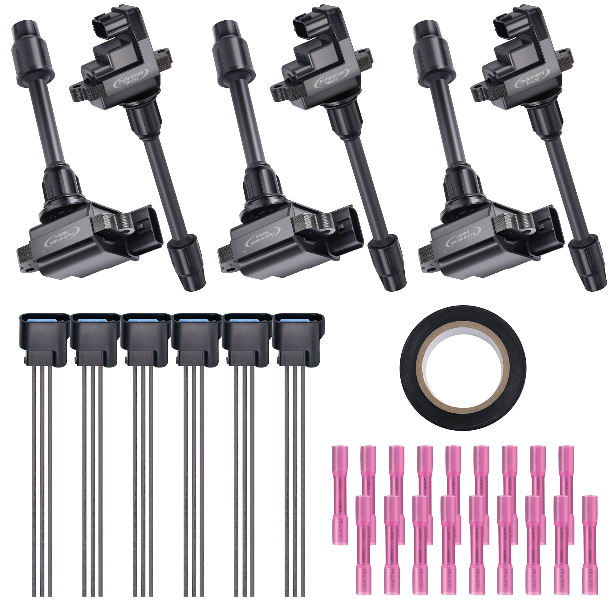 Performance Master Set of 6 Ignition Coils Pack & Pigtail Connector ...