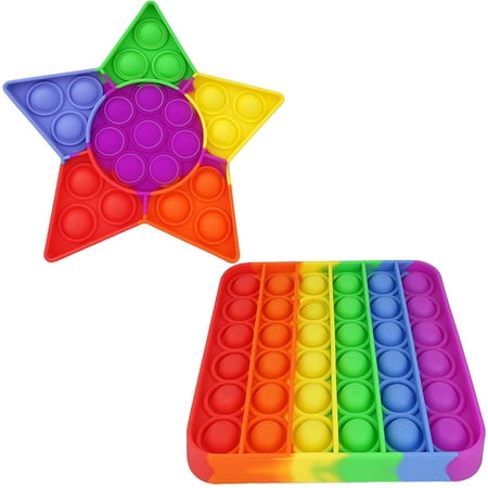 IGUOHAO Pop It Fidget Toy Rainbow Color Pack,Push Pop Bubble Fidget ...